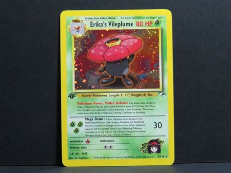 St Edition Erika S Vileplume Gym Heroes Pokemon Card Played