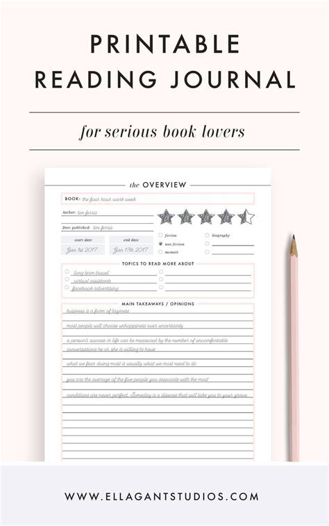 Book Reading Journal Template