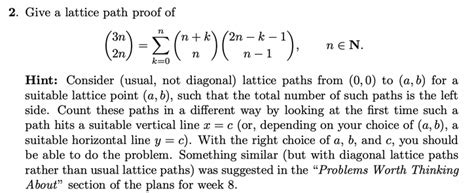 solved 2 give a lattice path proof of