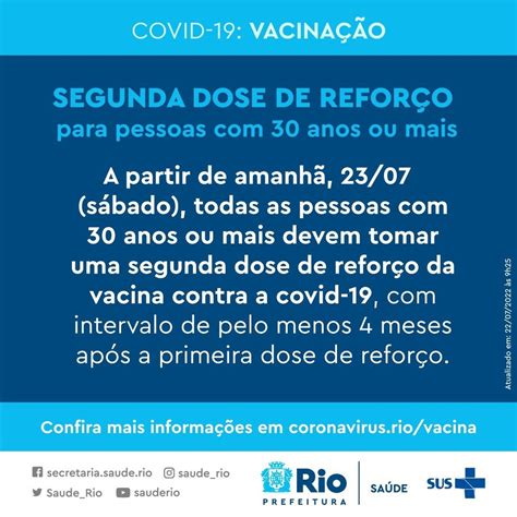 Cariocas de 30 anos ou mais podem tomar a 4ª dose da vacina da Covid a