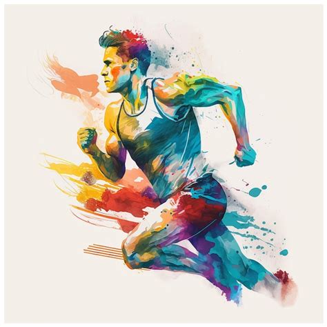Ejecutando atleta acuarela mano pintura vector ilustración Vector Premium