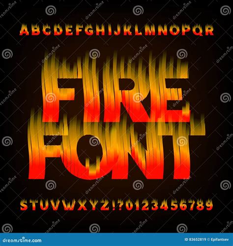 Abstract Fire Alphabet Font Flame Effect Letters And Numbers On A Dark