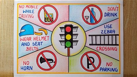 Road Safety Poster Drawing For Compitition Sadak Suraksha Poster