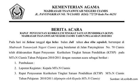 Contoh Format Berita Acara Rapat