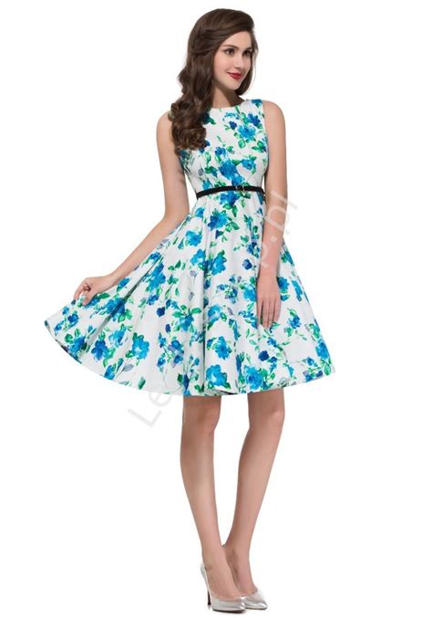 Sukienka Dla Dziewczynki W Niebieskie Kwiaty Sukienki W Stylu Pin Up