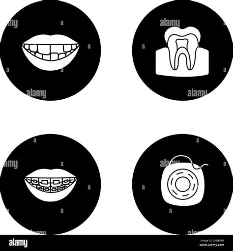 Dentistry Glyph Icons Set Stomatology Missing Tooth Teeth Structure
