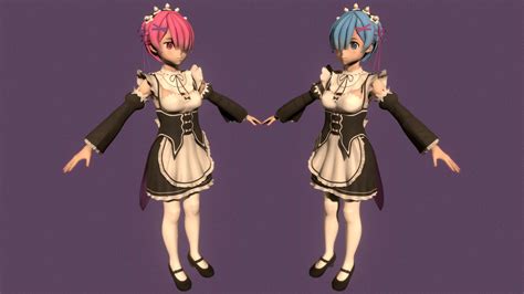 T Pose Rigged Model Of Rem Ram 3d
