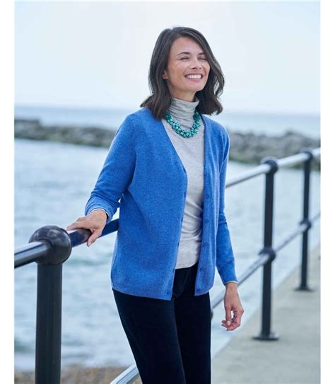 Celestial Blue Cashmere Merino Classic V Neck Cardigan WoolOvers US
