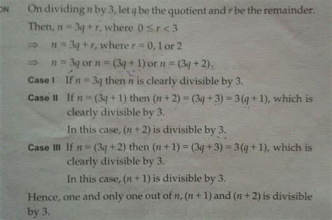 q3 show that only one out of three consecutive integers is divisible by 3