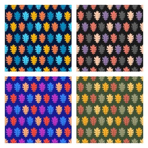 Premium Vector Autumn Leaves Seamless Pattern Background Set