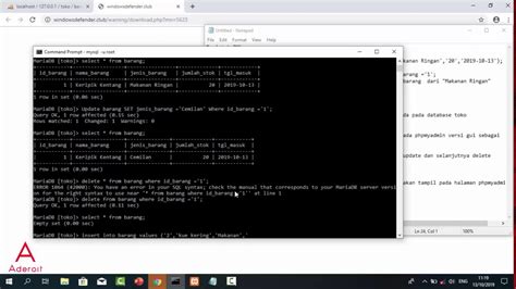 sql dasar perintah dml insert select update dan delete command line youtube
