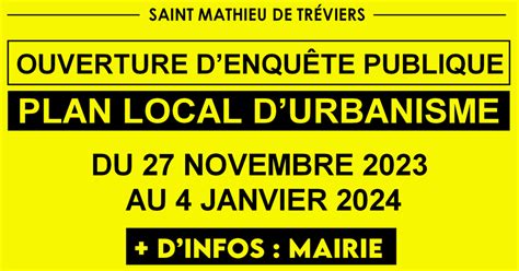 Avis d enquête publique portant sur la révision du Plan Local d