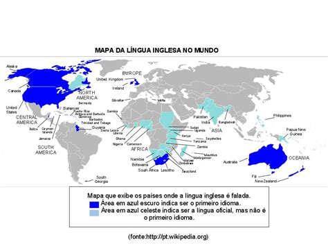 Mapa Dos Países Que Falam Inglês Como Língua Oficial PEBEDUCA