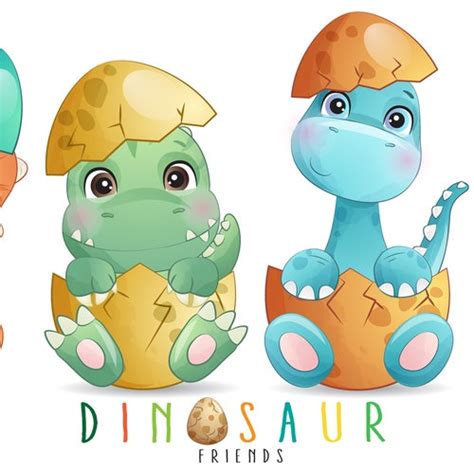 Cute Dinosaur Friends Digital Clipart Set Etsy