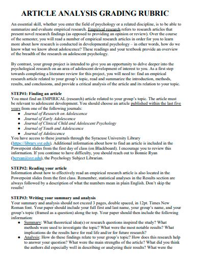 Free Article Analysis Samples In Pdf
