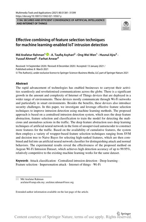 effective combining of feature selection techniques for machine learning enabled iot intrusion