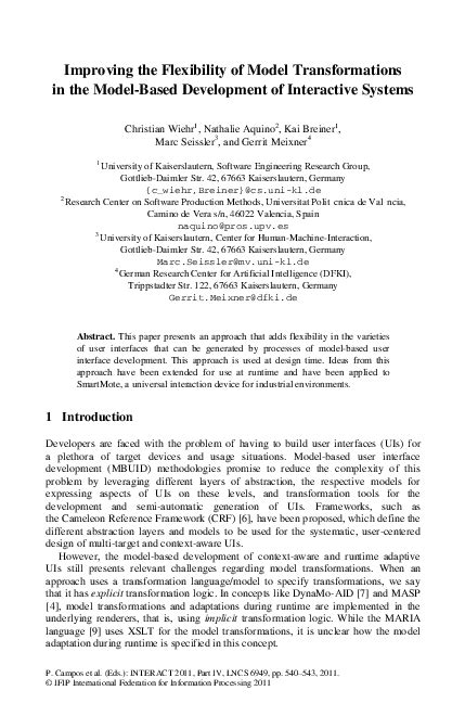 pdf improving the flexibility of model transformations in the model based development of