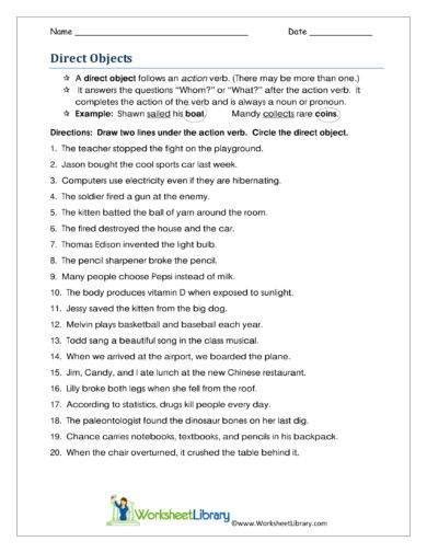 Verbs With Two Objects Exercises Pdf