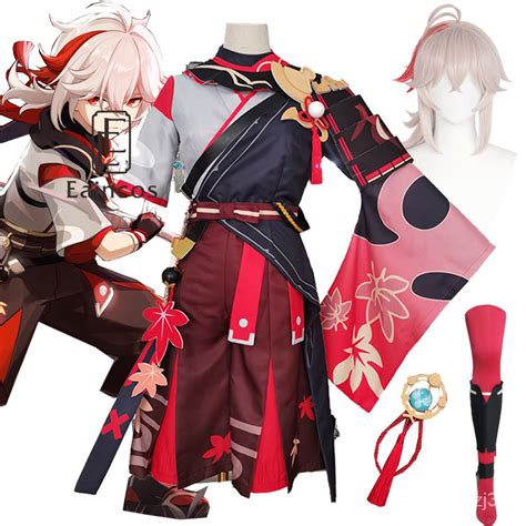 Jual Game Genshin Impact Kazuha Cosplay Costume Wig Kimono Uniforms