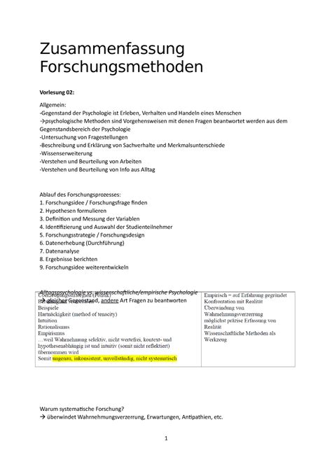 Zusammenfassung Forschungsmethoden Mit Open Science Zusammenfassung