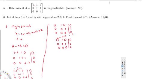 find eigenvalues diagonalizable trace linear algebra youtube