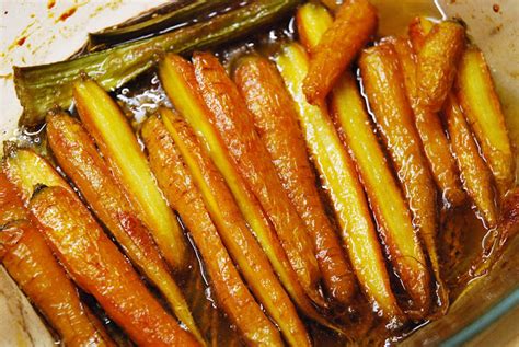 Carottes fanes rôties au miel