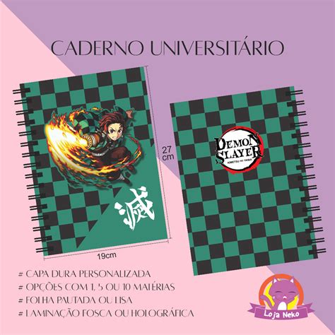 Caderno Universitário Anime Kimetsu No Yaiba Demon Slayer