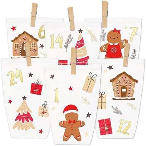 GOBRO DIY Calendrier de l Avent à Remplir Or à Coller avec 24 Sacs