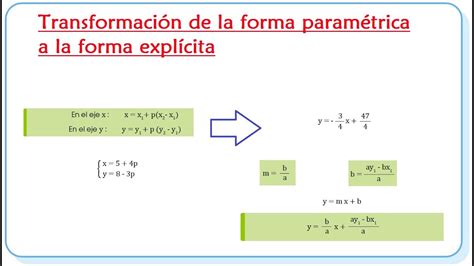 Transformar una ecuación de una recta de la forma paramétrica a la