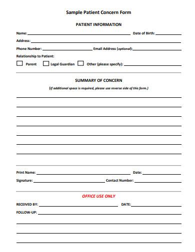 Free Patient Form Samples In Pdf Ms Word