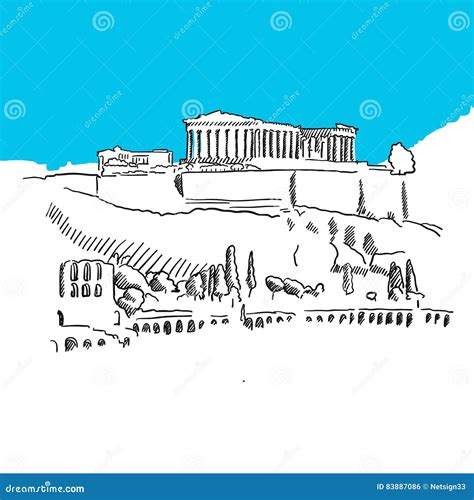 Acropolis Hill Greece Stock Vector Illustration Of Building 83887086