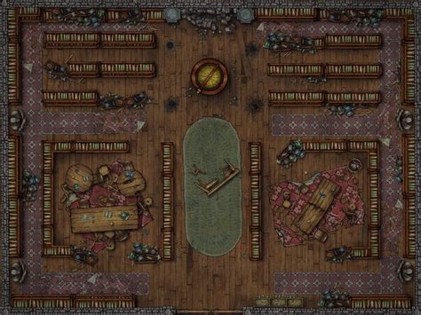 Abandoned Library 4K Battlemaps Fantasy Town Fantasy Map