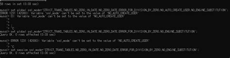error 1231 42000 variable sql mode can t be set to the value of no auto create user