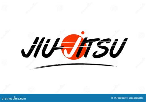 Jiu Jitsu Word Text Logo Icon With Red Circle Design Stock Image