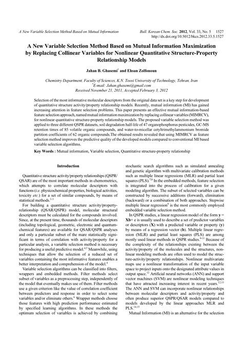pdf a new variable selection method based on mutual information maximization by replacing