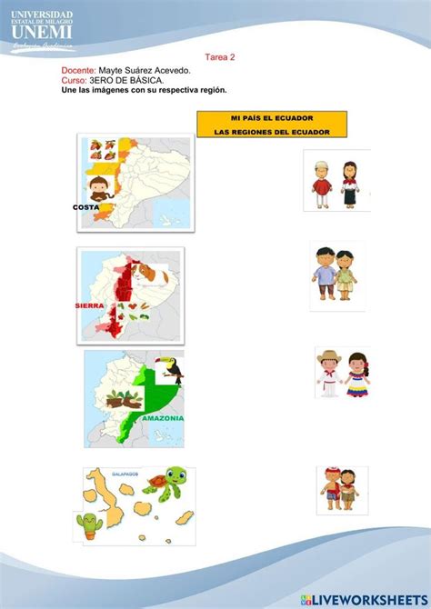 Regiones Naturales Del Ecuador Online Pdf Worksheet In