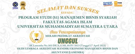 Alhamdulillah Prodi MBS FAI UMSU Meraih Predikat Akreditasi Unggul