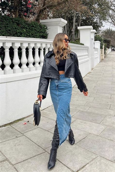 Maxi Denim Skirt Outfit Maxi Skirt Winter Jean Skirt Outfits Denim