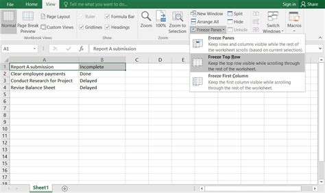 How To Freeze A Row In Excel