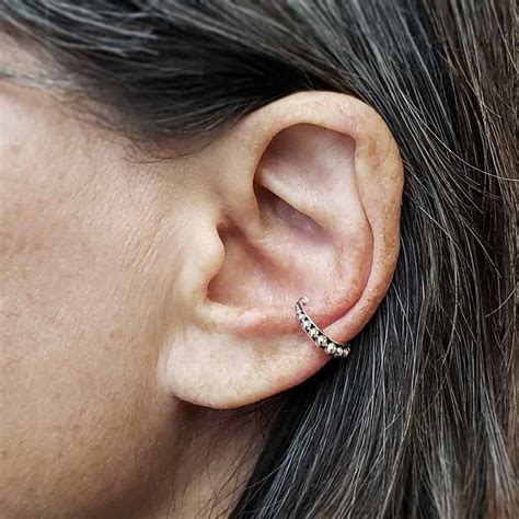 Sterling Silver Ear Cuff With Channel Set Granulation
