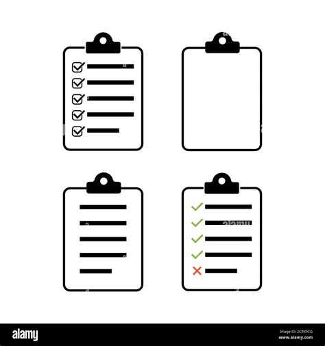 Check List Checklist Set Flat Web Icon Isolated White Background