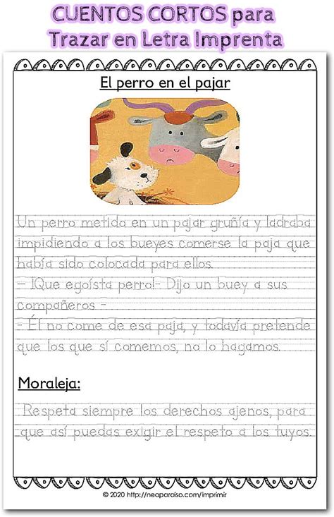 Ejercicios para mejorar la letra imprenta de los niños Fábulas de