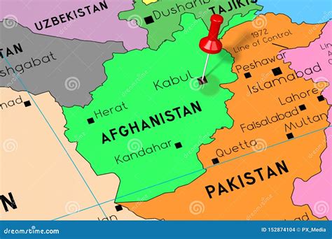 Afghanistan Kabul Capital City Pinned On Political Map Royalty Free