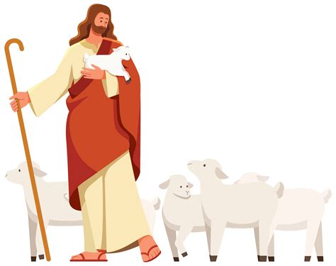 Jesus The Good Shepherd On White 24794172 Vector Art At Vecteezy