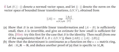 solved 6 let v ∥⋅∥ denote a normed vector space and let