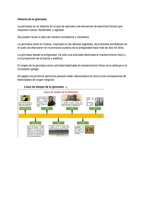 Historia De La Gimnasia Realizar Un An Lisis No M S De Una P Gina