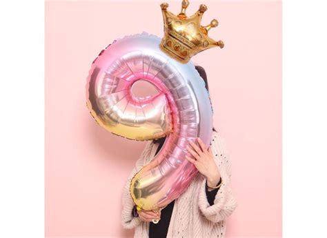Coroa Número Foil Balões Número Balão Feliz Aniversário Decoração De