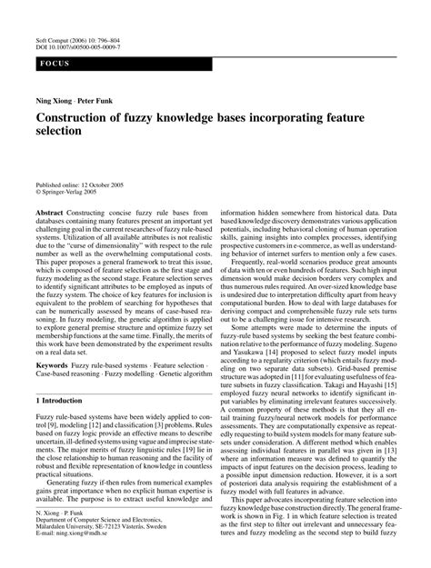 pdf construction of fuzzy knowledge bases incorporating feature selection