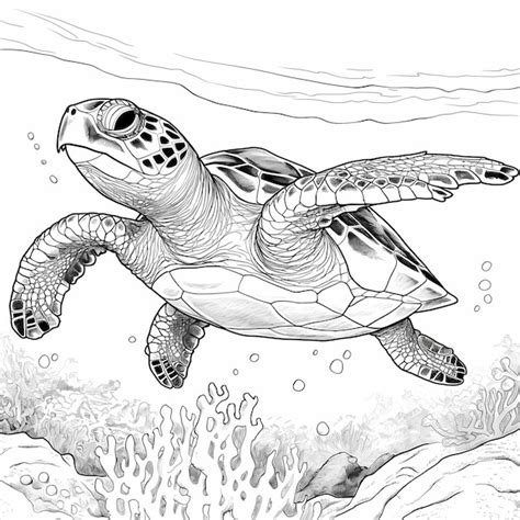 Página para colorear tortugas marinas Foto Premium