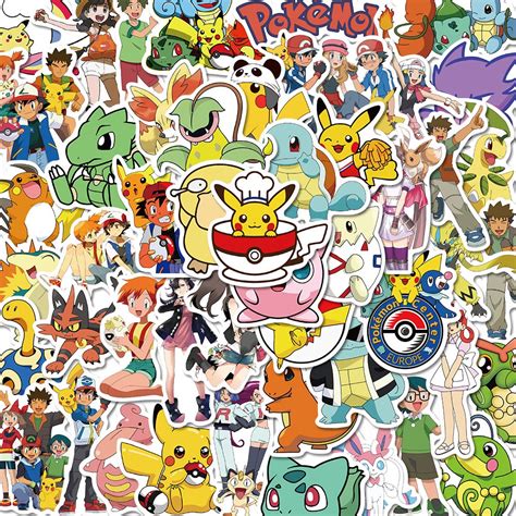 Pokemon Pikachu Naklejki 50 Sztuk Wodoodporne PVC Turek Kup Teraz